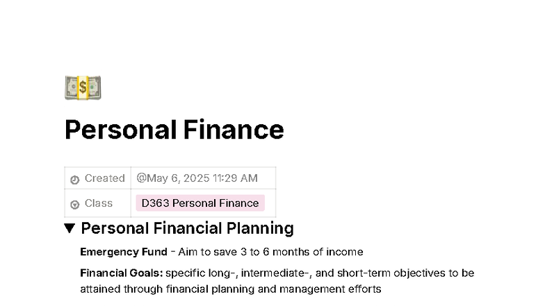 D363 Personal Finance - Comprehensive Study Notes and Key Concepts ...