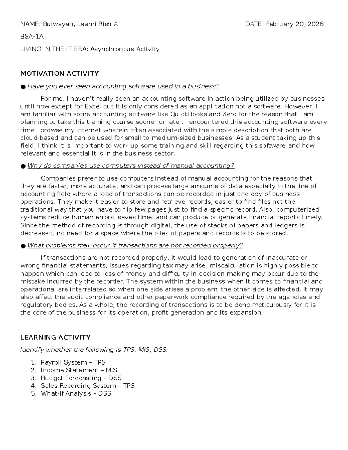 ITERA 101: Asynchronous Activity on Accounting Software and Systems ...