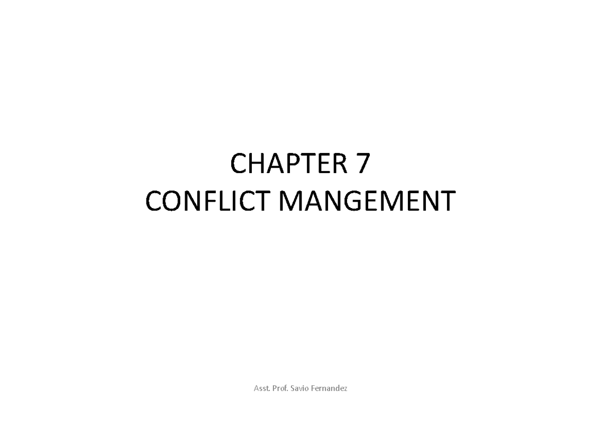 Chapter 7 - Conflict Management Lecture Notes OB - Studocu