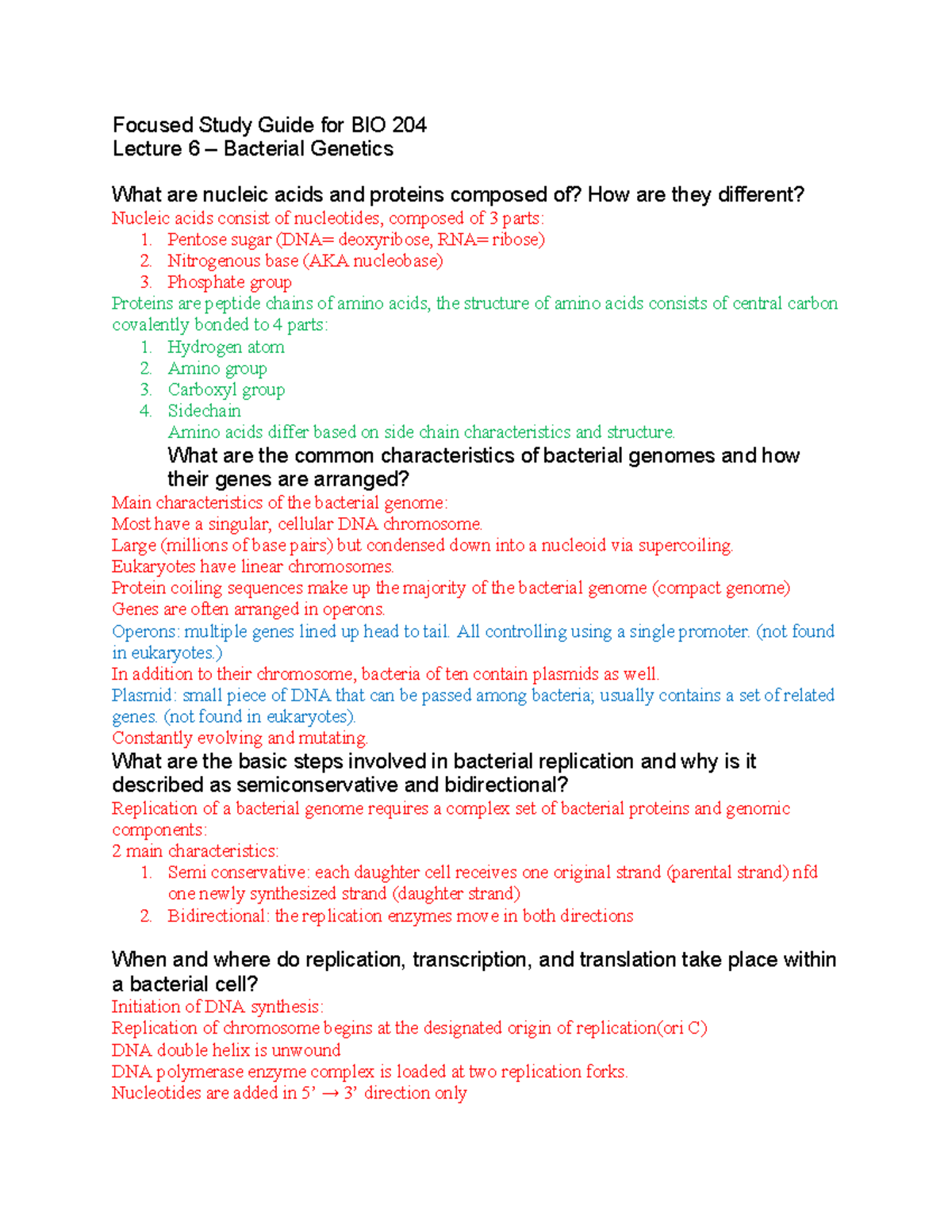 BIO204- focused study guide unit 2 - Focused Study Guide for BIO 204 ...
