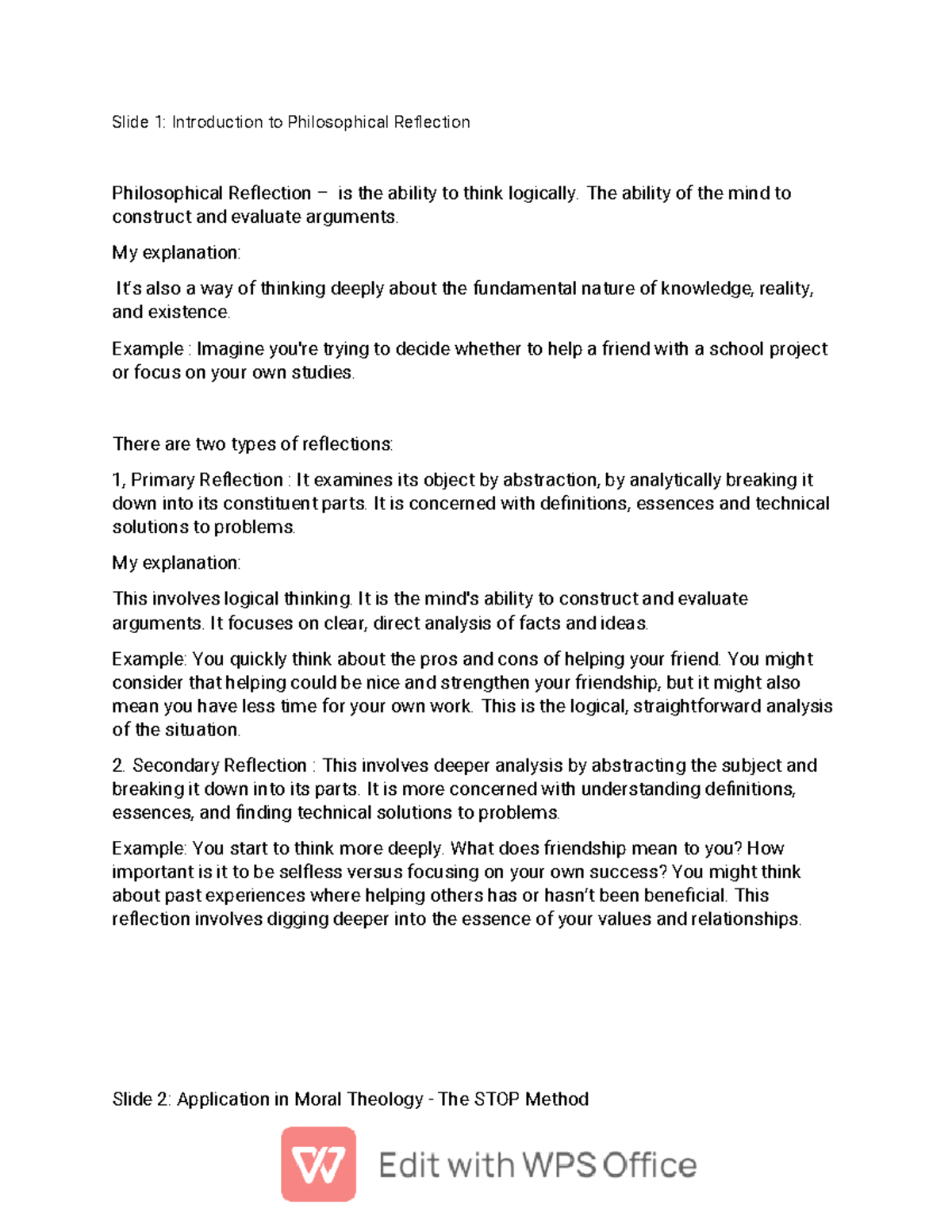 Philo 101: Introduction to Philosophical Reflection and Analysis Methods - Studocu