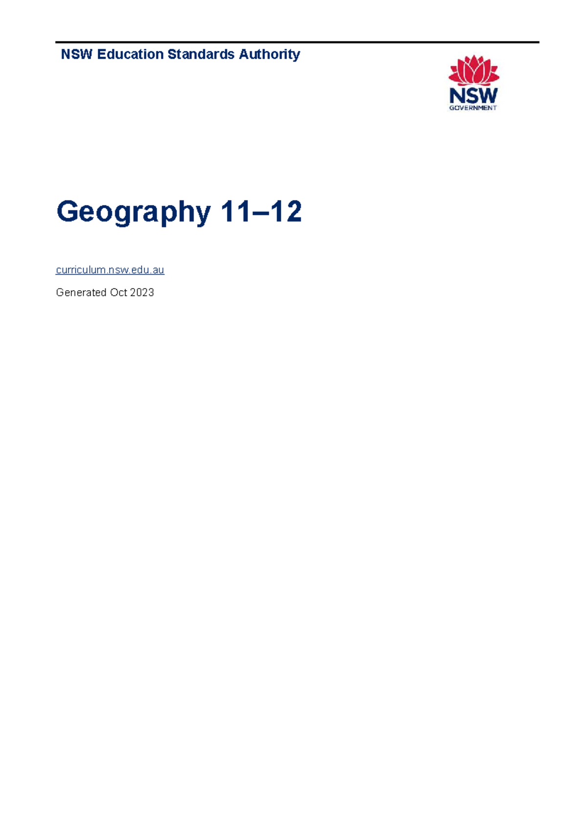 NESA Geography Syllabus Overview for Year 11 & 12 (2022) - Studocu