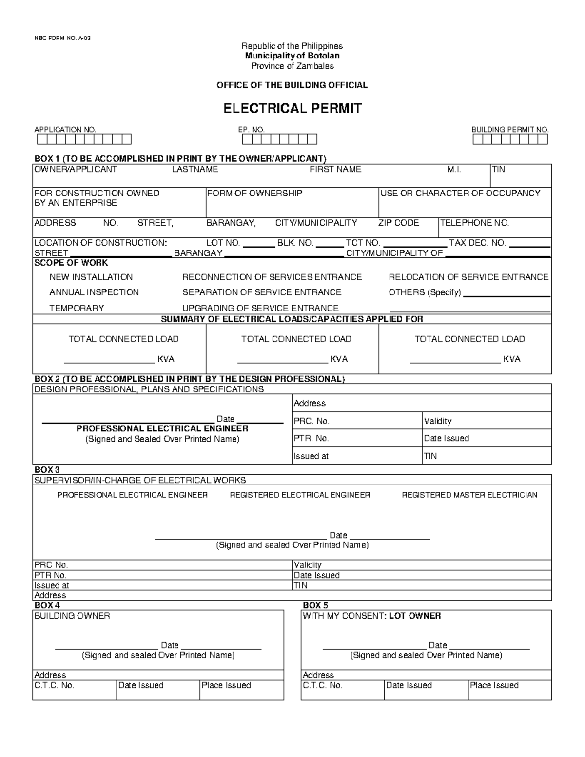 Electrical Permit Application - Building Permit Requirements - Studocu