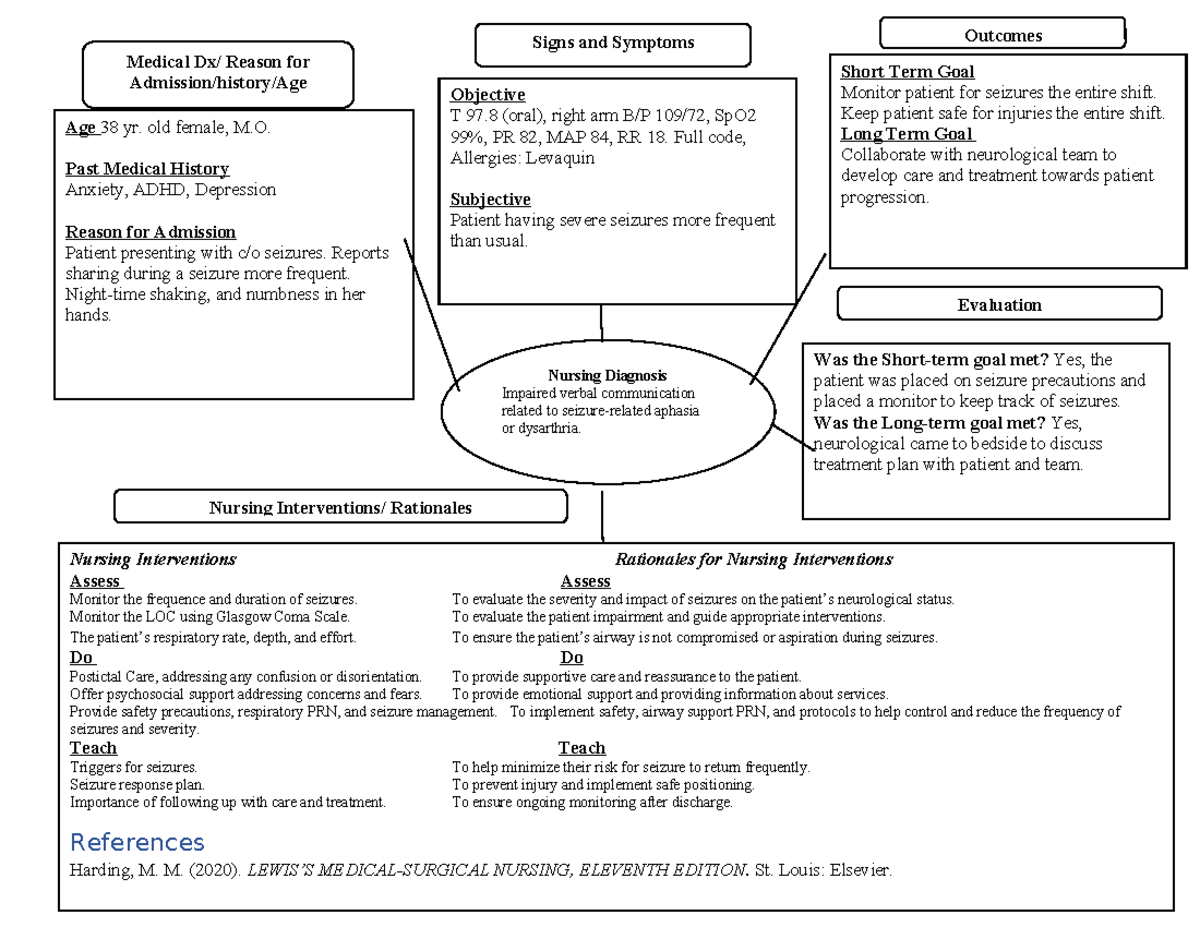 ML 461 NUR Concept Map: Seizure Management for 38 yr. Female Patient ...
