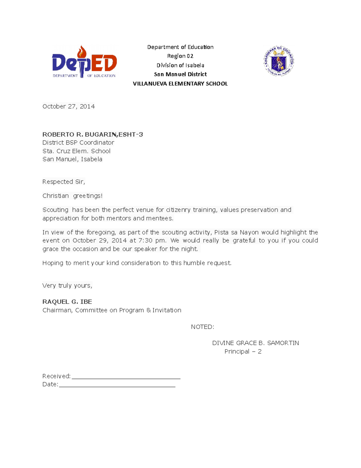 317077441 Request Letters for Judges in Folk Dance Contest - Studocu