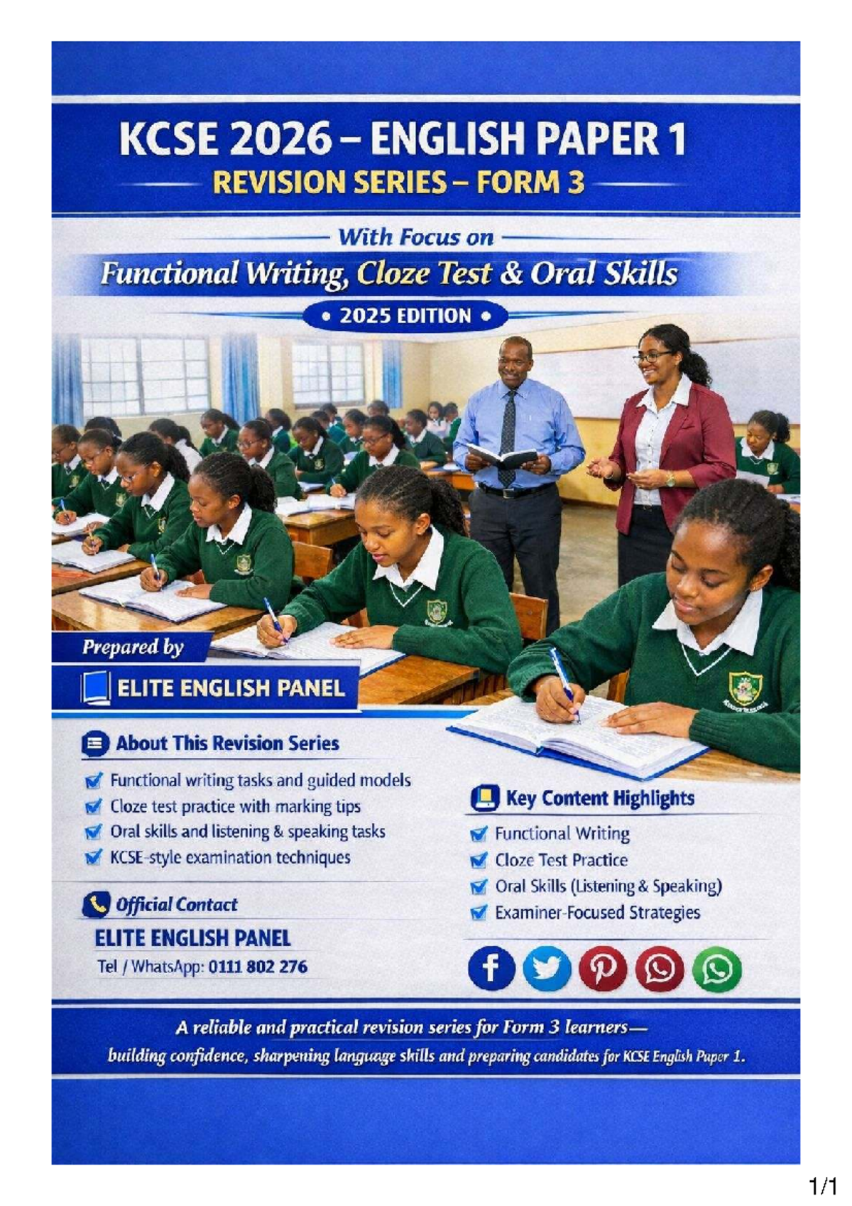 KCSE 2025 English Paper 1 (Functional Skills) Revision Guide - Studocu