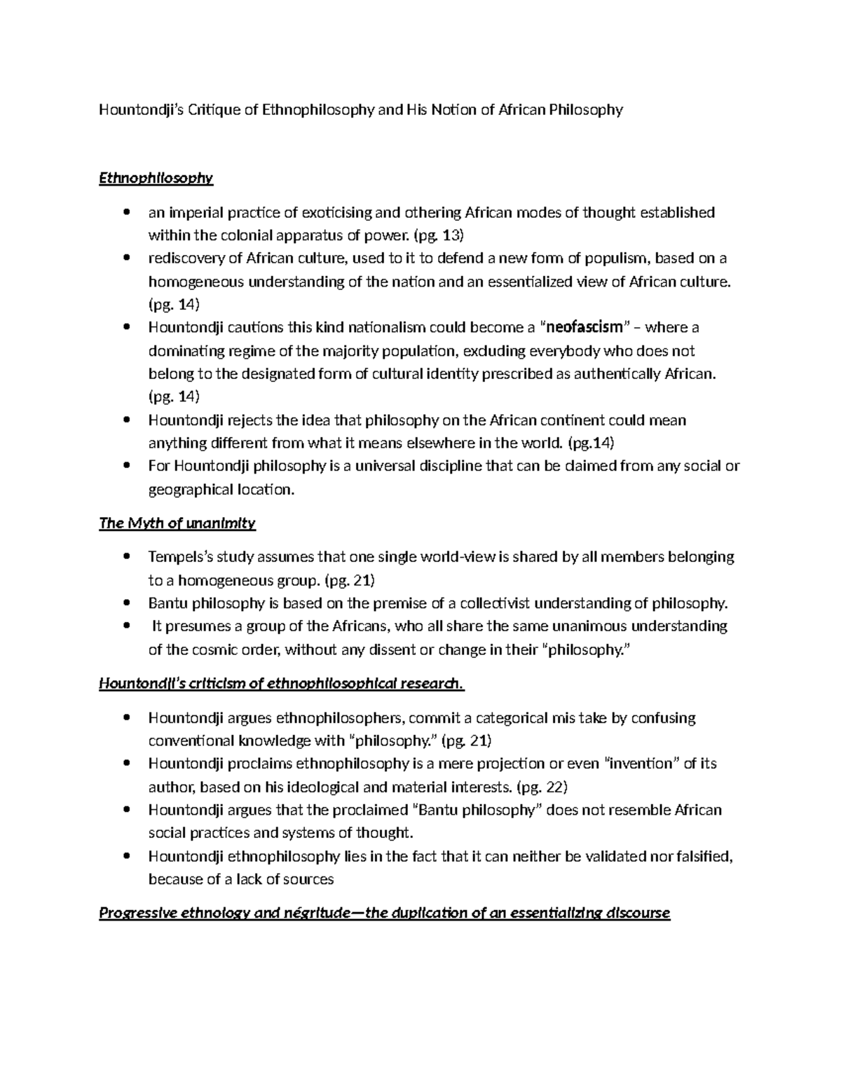 Hountondji's Critique of Ethnophilosophy: Insights on African ...