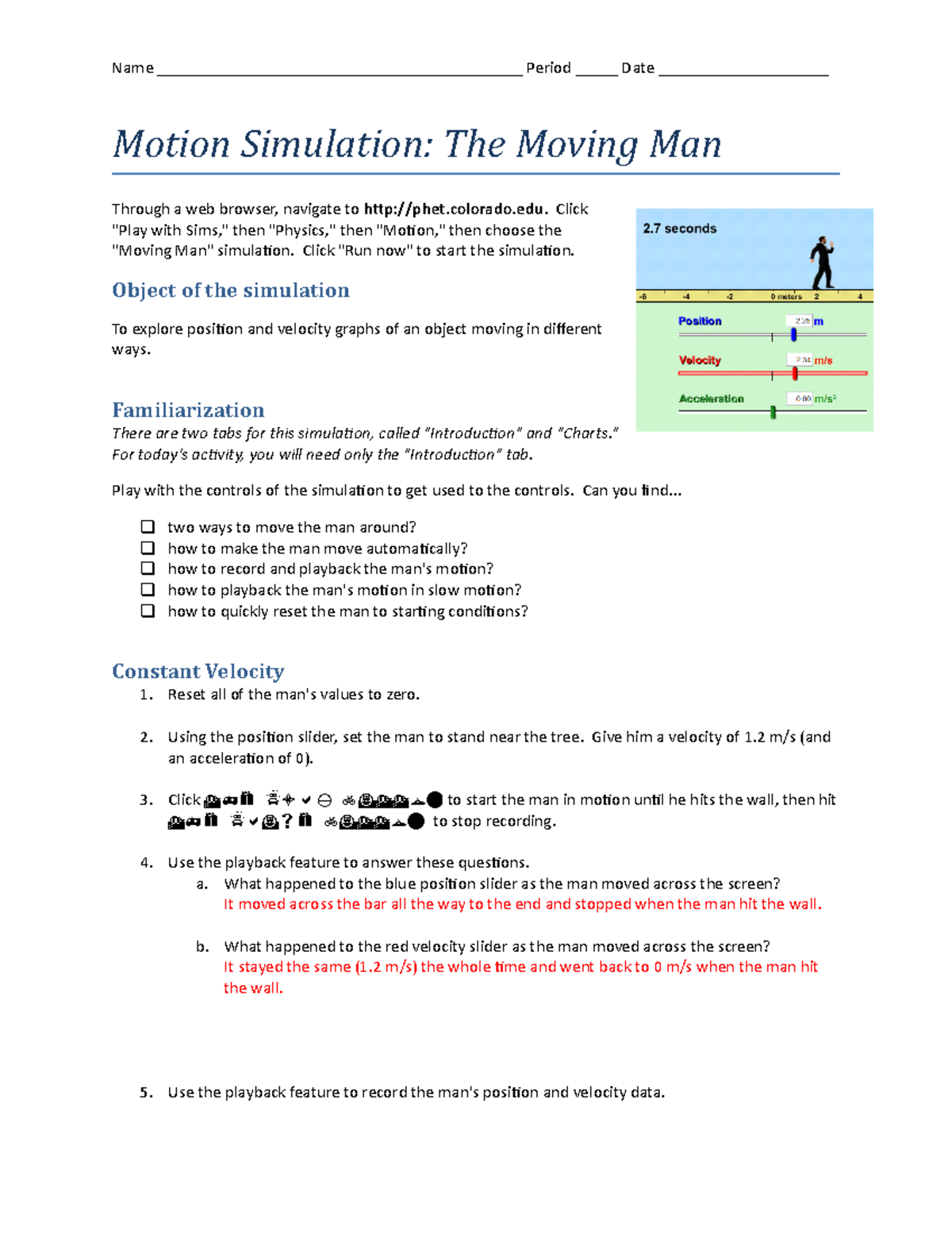 Lab Report: PHET Simulation for Moving Man Motion Analysis - Studocu