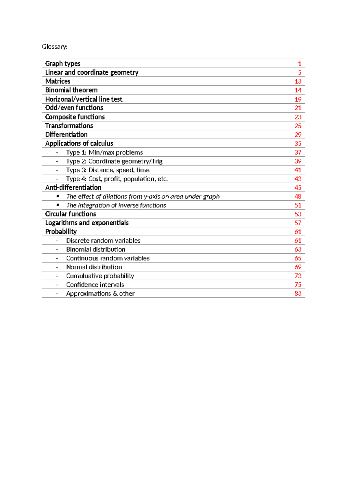 Glossary of Key Concepts in Math: Geometry, Calculus & Probability ...