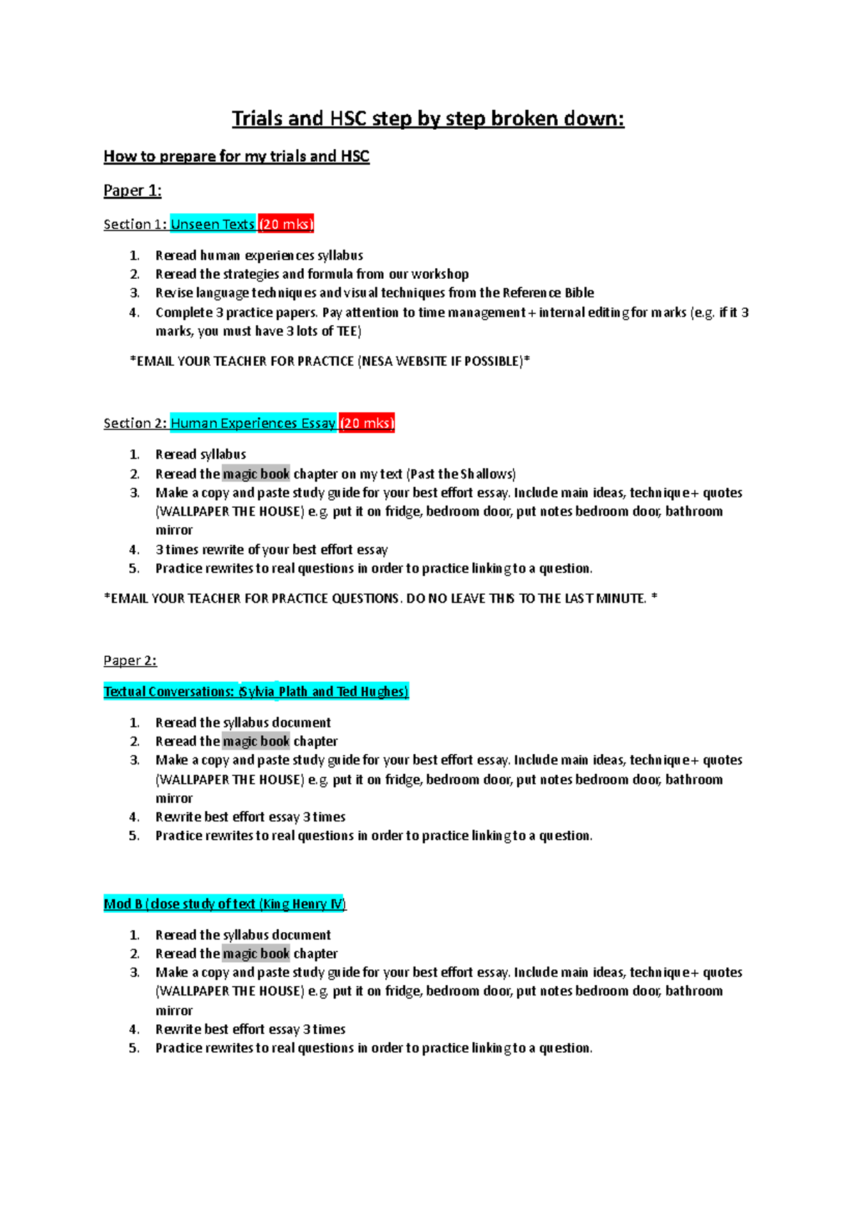 HSC Preparation Guide: Trials Breakdown for Success - Studocu