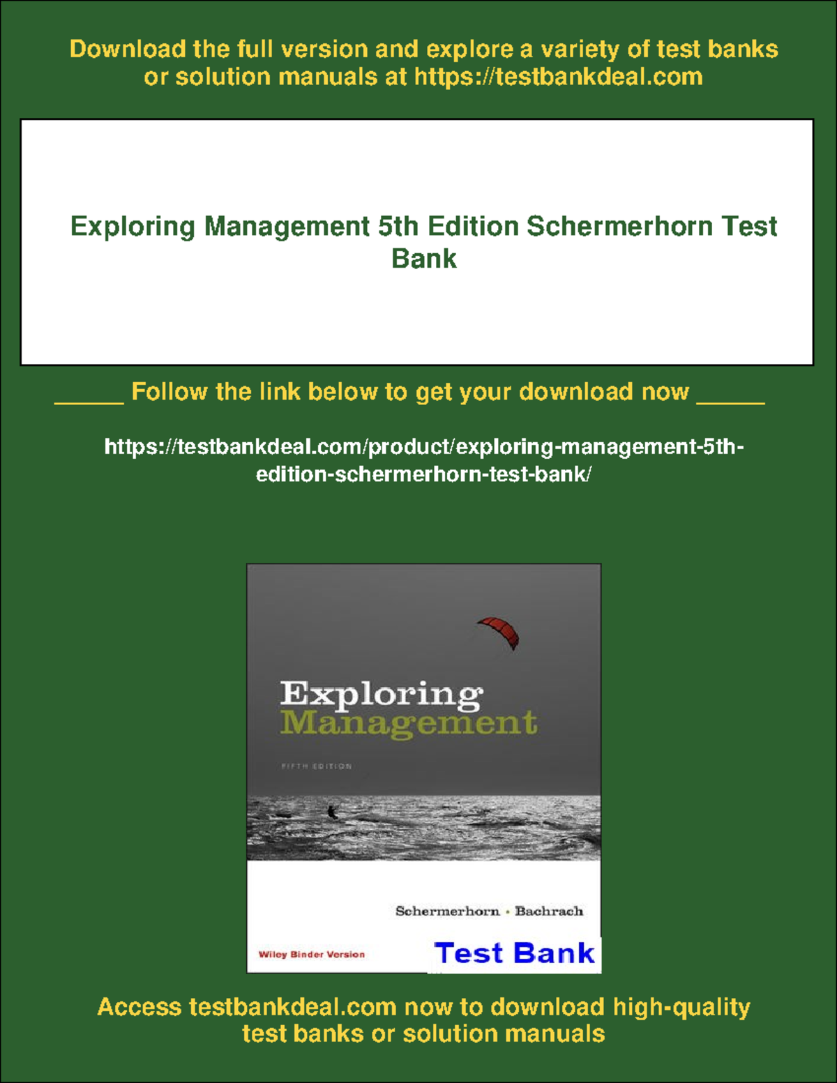 Exploring Management 5th Edition Schermerhorn Test Bank Insights - Studocu
