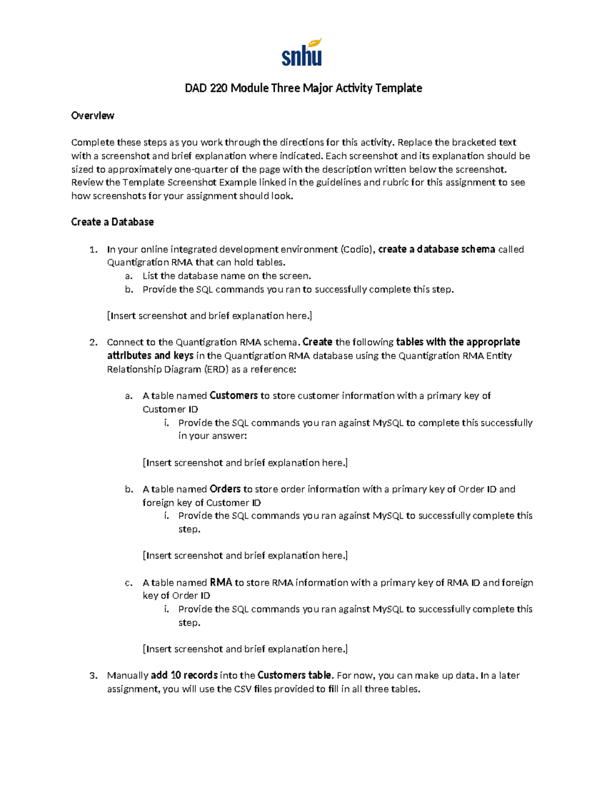 DAD 220 Module Three Major Activity Template - DAD 220 Module Three ...