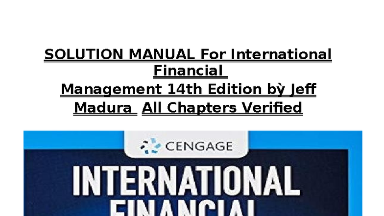 Solution Manual for International Financial Management (FIN 301) - All ...