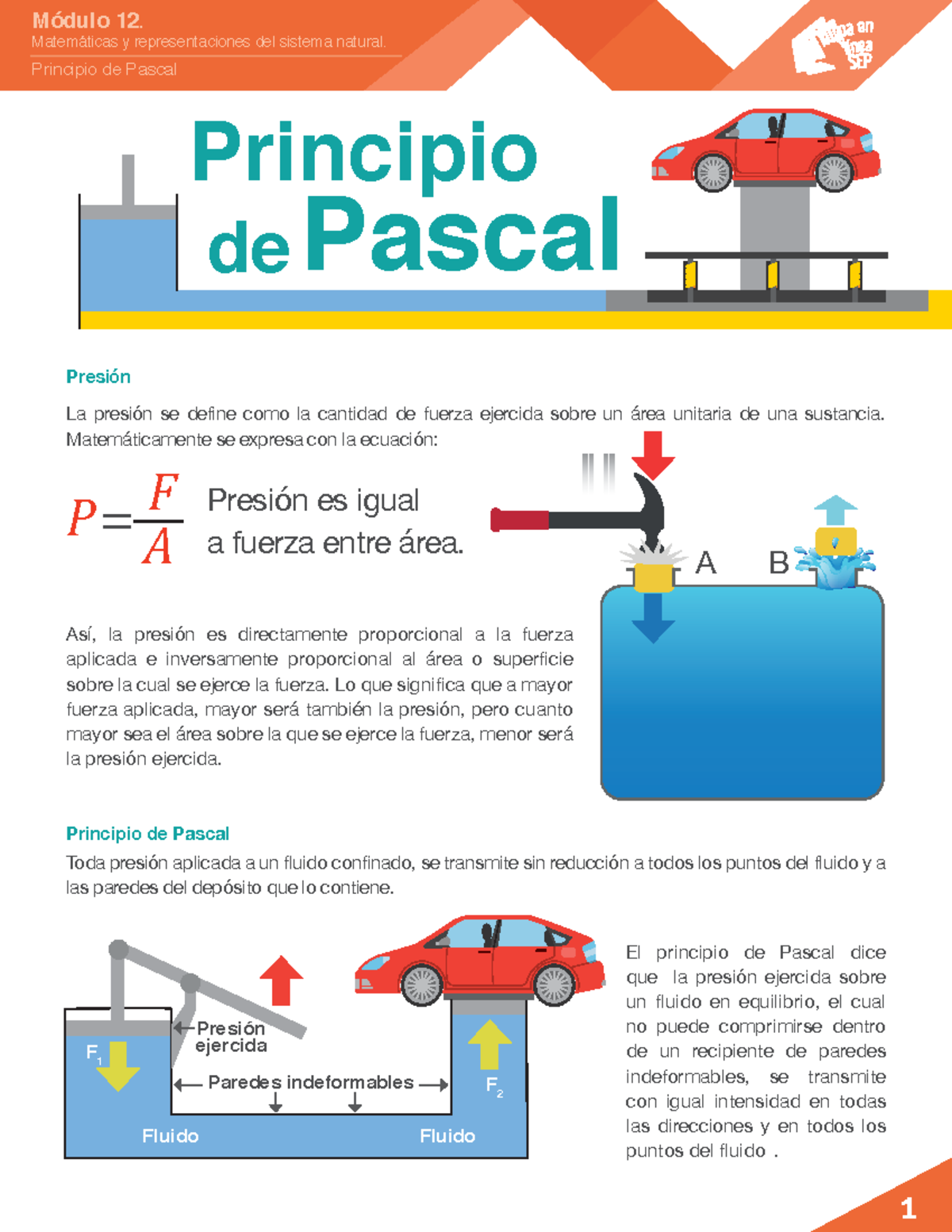 04 Principio de Pascal - Matemáticas y Presión en Fluidos - Prepa SEP ...