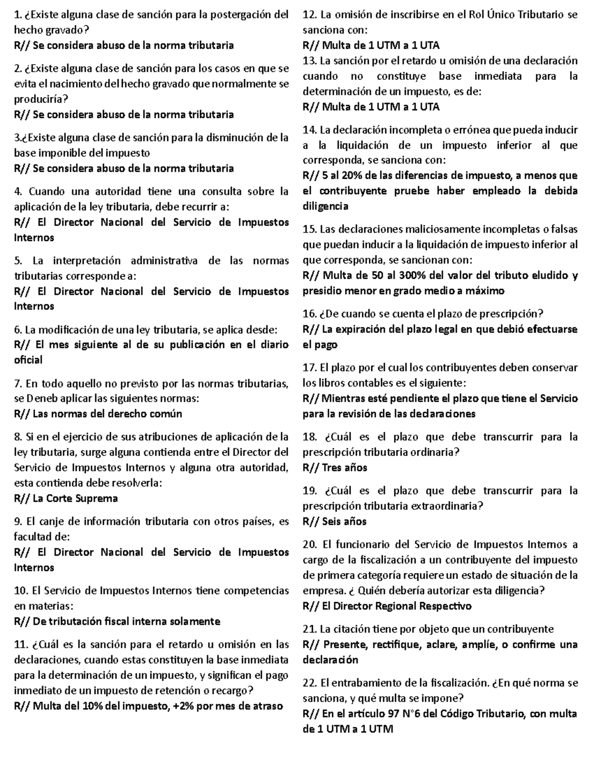 Examen Final Derecho Tributario IPP: Preguntas y Respuestas Clave - Studocu