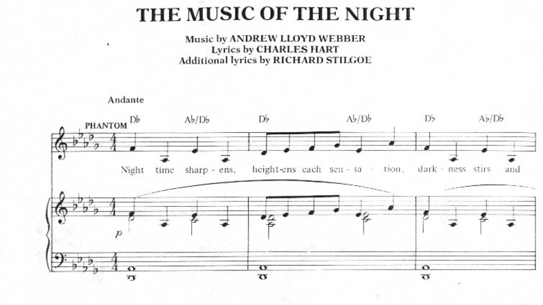 MUSICAL SHEET: The Phantom of the Opera - Music of the Night - Studocu