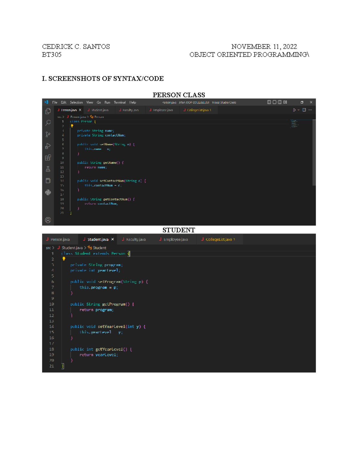 BT305 Hands-on Activity 1: Code Syntax & Class Inheritance Explained ...