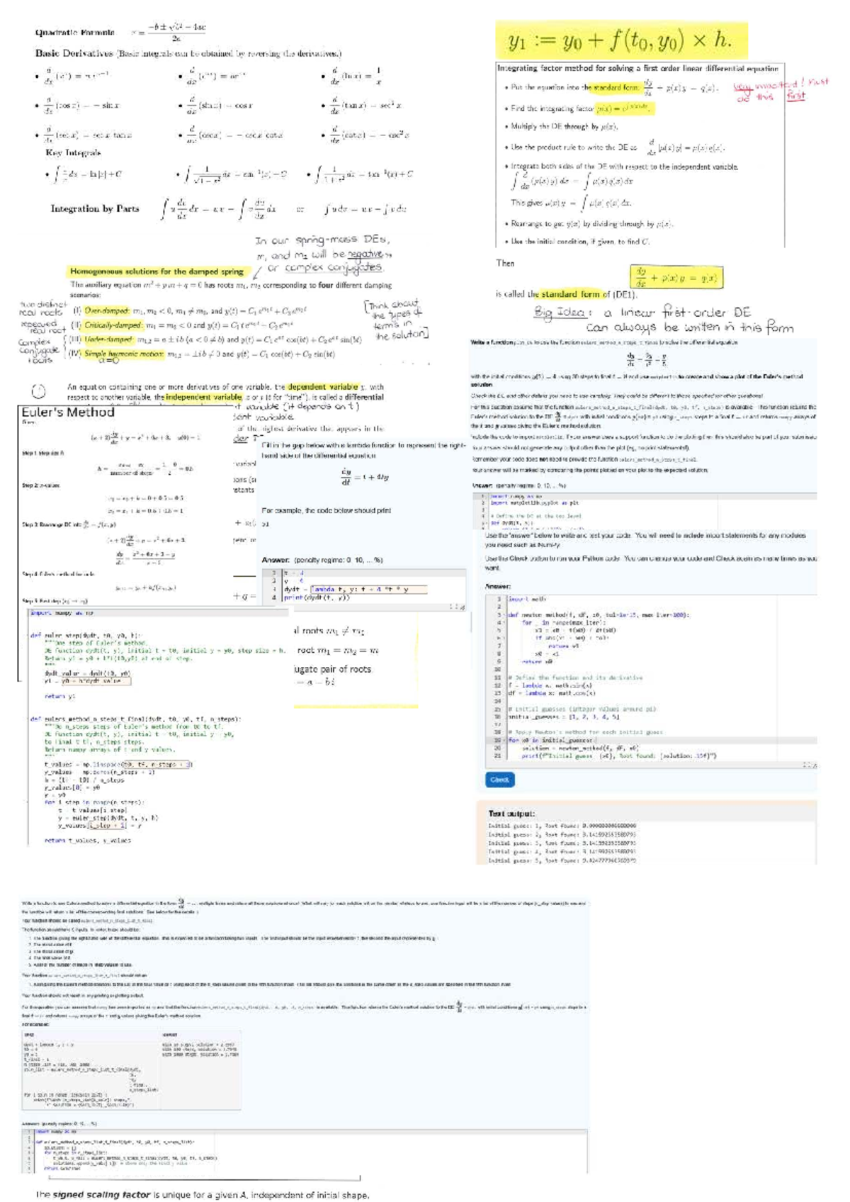 119 Cheat Sheet: Quadratic Formula & Differential Equations - Studocu