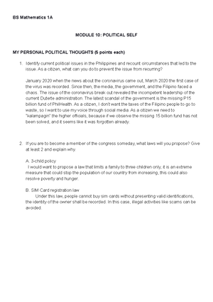 GE1 Module 4 - Psychology - 4 CHAPTER I: THE SELF FROM VARIOUS PERSPECTIVES D. PSYCHOLOGY MODULE ...