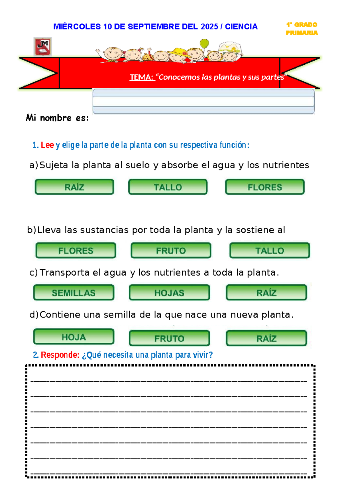 MIÉRCOLES 10 DE SEPTIEMBRE DEL 2025 - CIENCIA GRADO PRIMARIA: Las ...