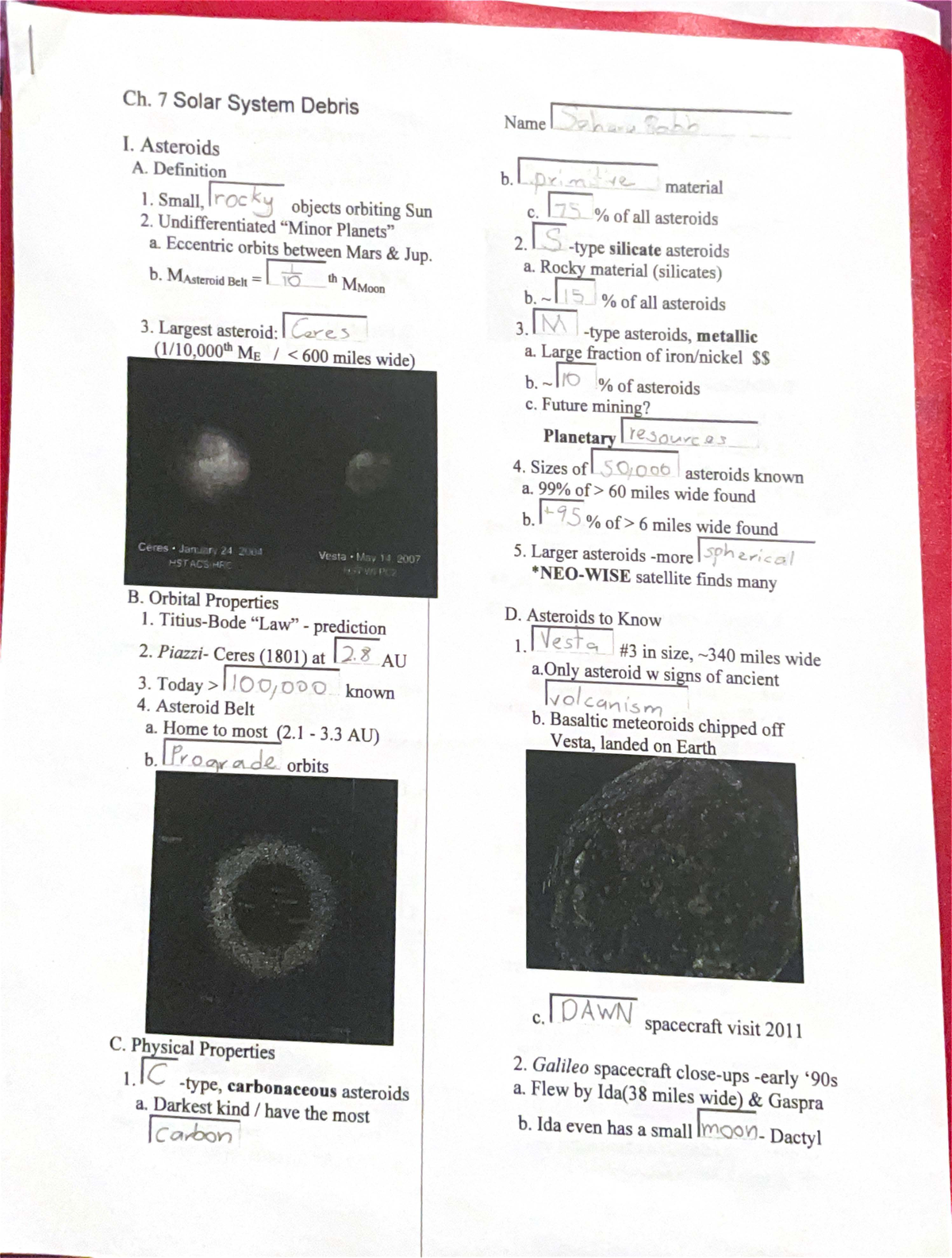 Ch. 7 Solar System Debris: Asteroids and Comets Overview - Studocu