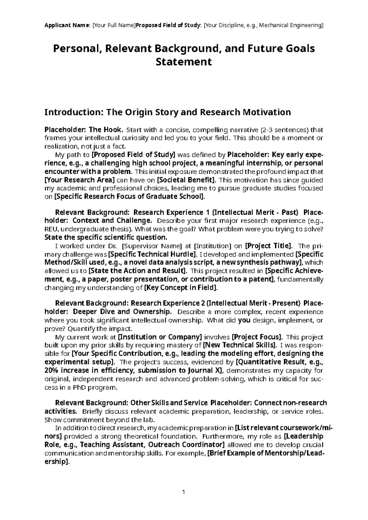 GRFP Personal Statement Template: Crafting Your Research Narrative ...