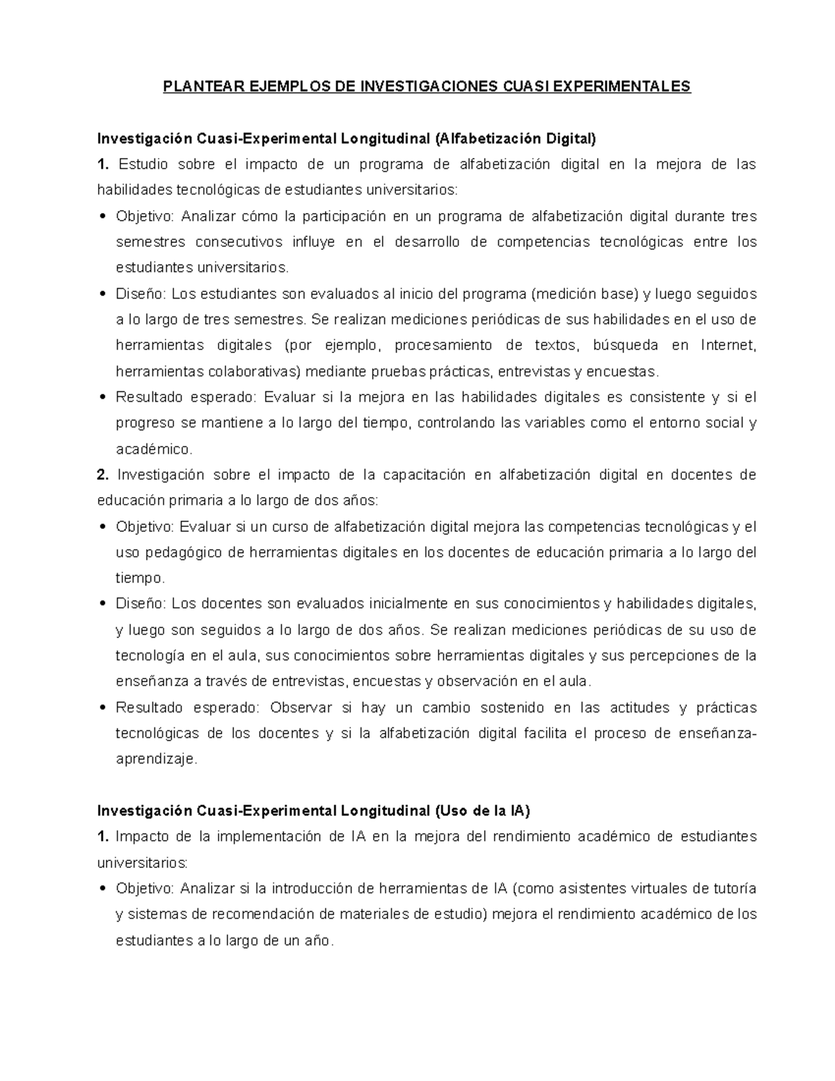 Ejemplos de Investigaciones Cuasi-Experimentales en Alfabetización ...