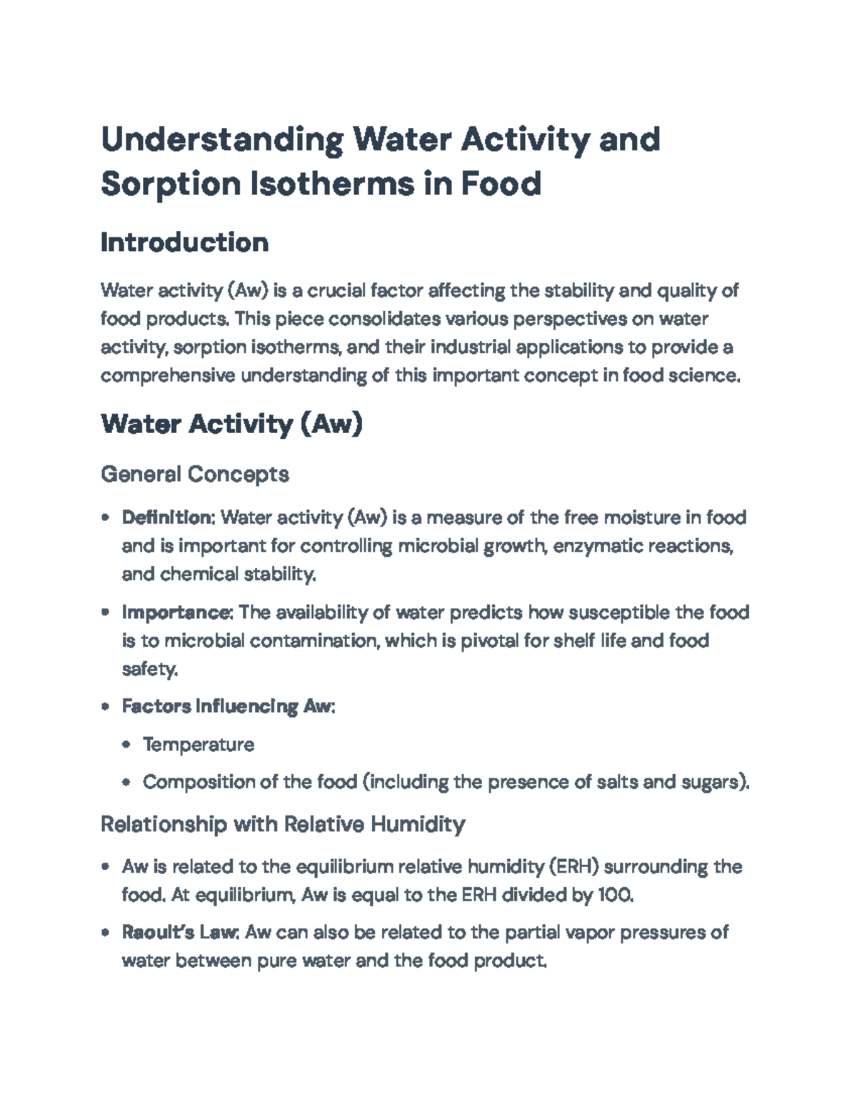 Understanding Water Activity and Sorption Isotherms in Food Science ...