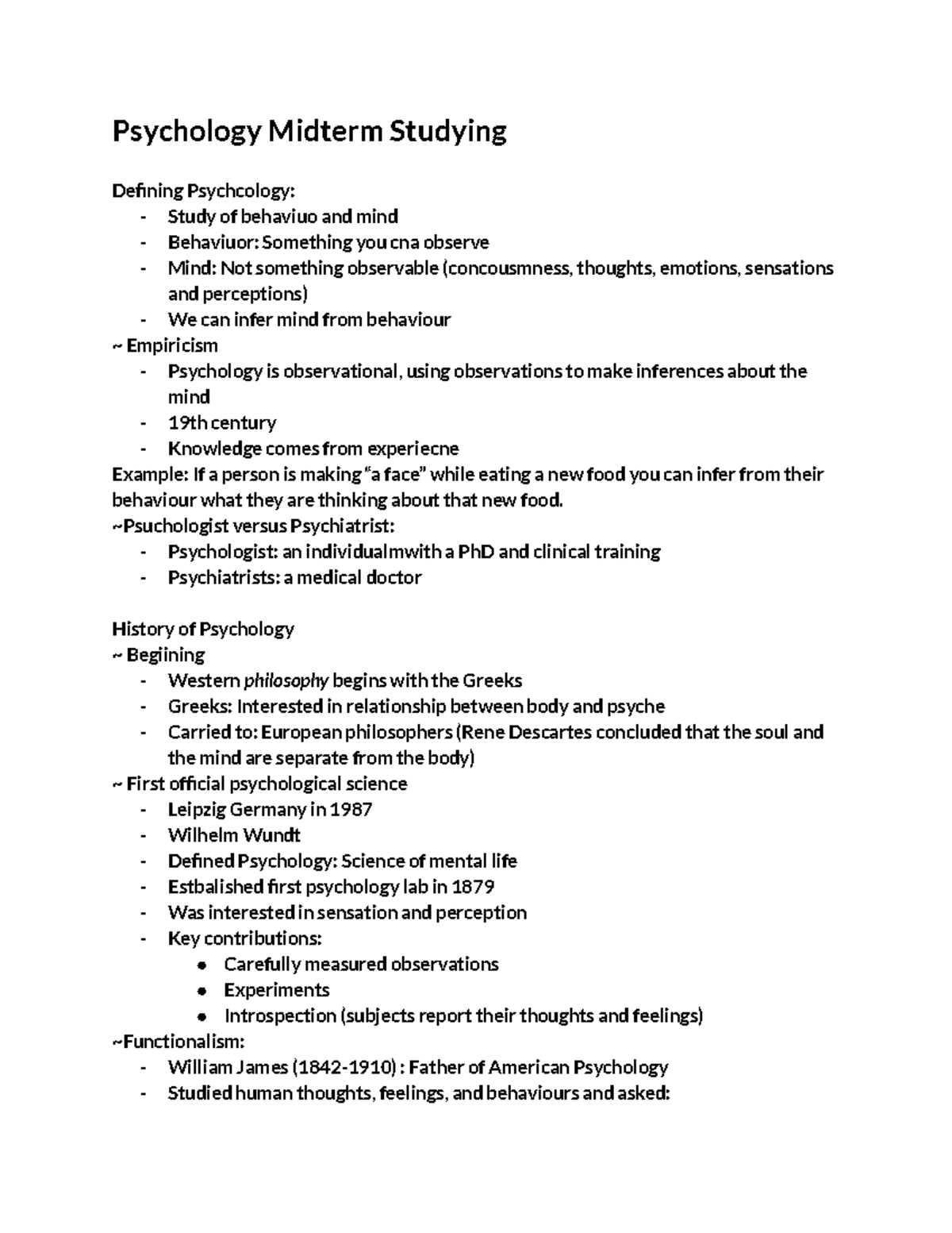 Psychology 101: Midterm Study Guide on Key Concepts and Theories - Studocu