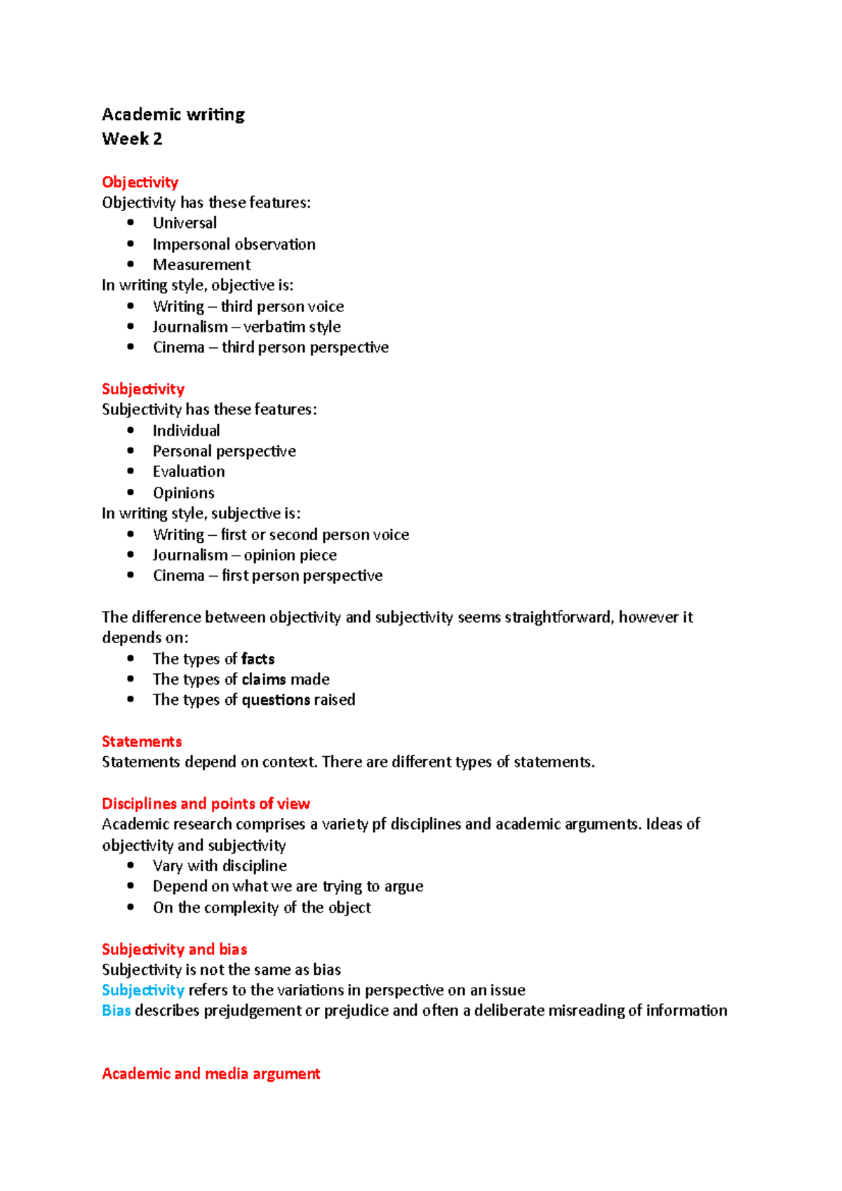 Academic writing w2 - Lecture notes 2 - Academic writing Week 2 ...