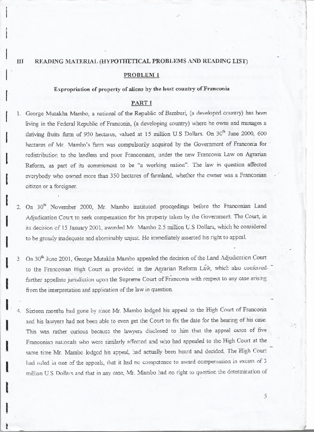 PIL 1 & 2: Hypothetical Problems and Reading List on International Law ...