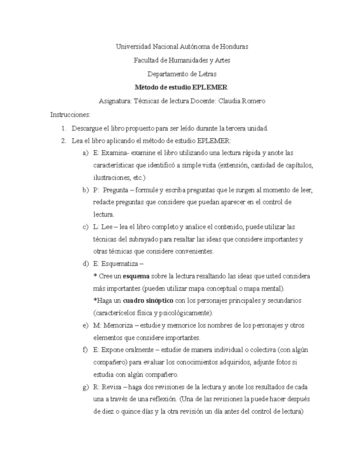 Aplicación del método de estudio Eplemer - Universidad Nacional ...