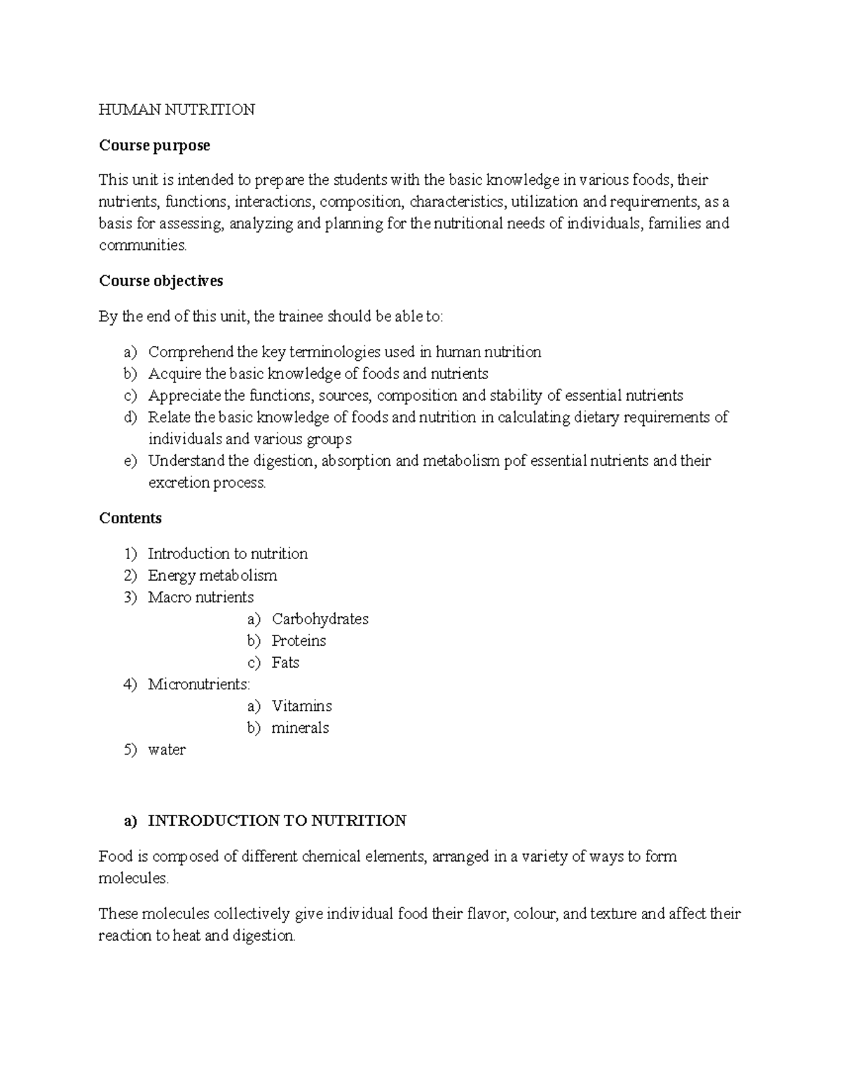 Human Nutrition Lecture Notes: Understanding Nutrients & Metabolism ...
