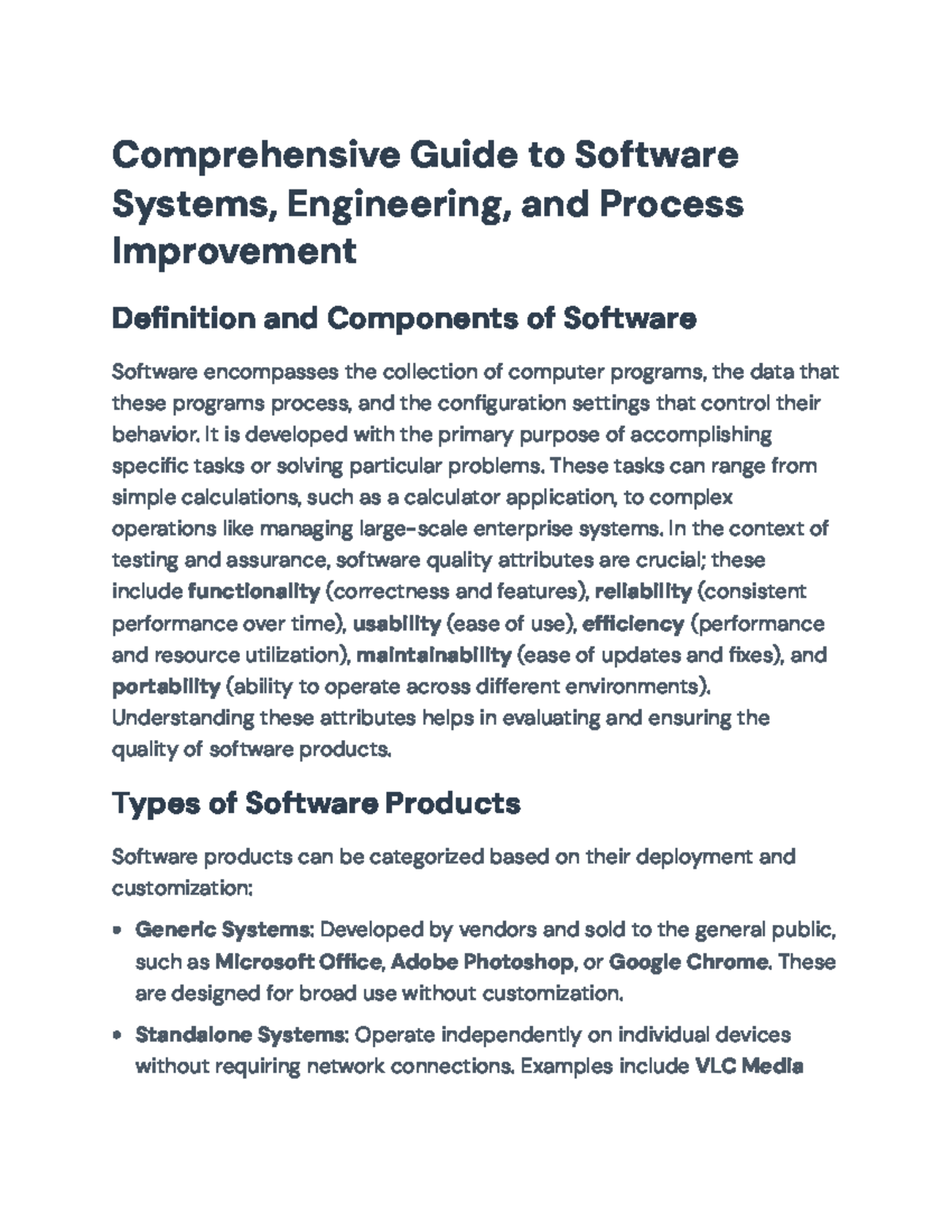 Comprehensive Guide to Software Systems (ENGR 101) and Process ...