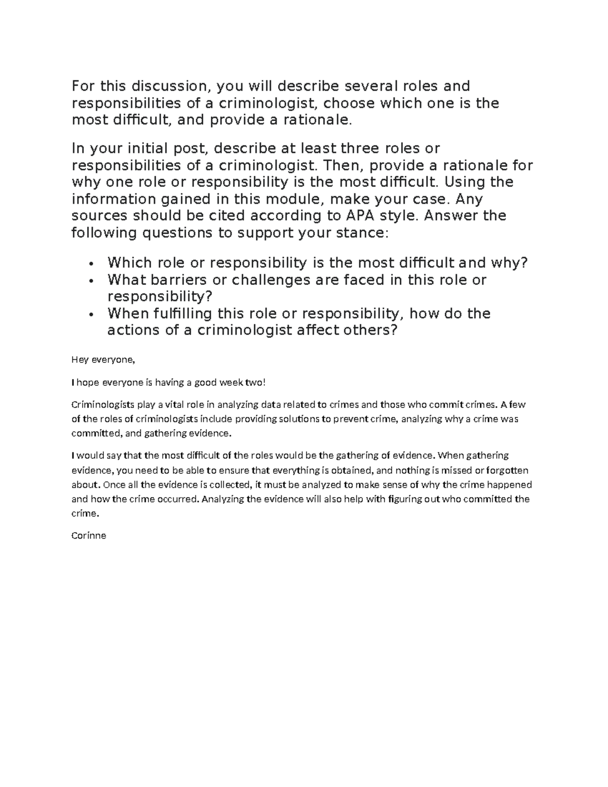 Discussion Module Two - Coursework for CJ 306 - For this discussion ...