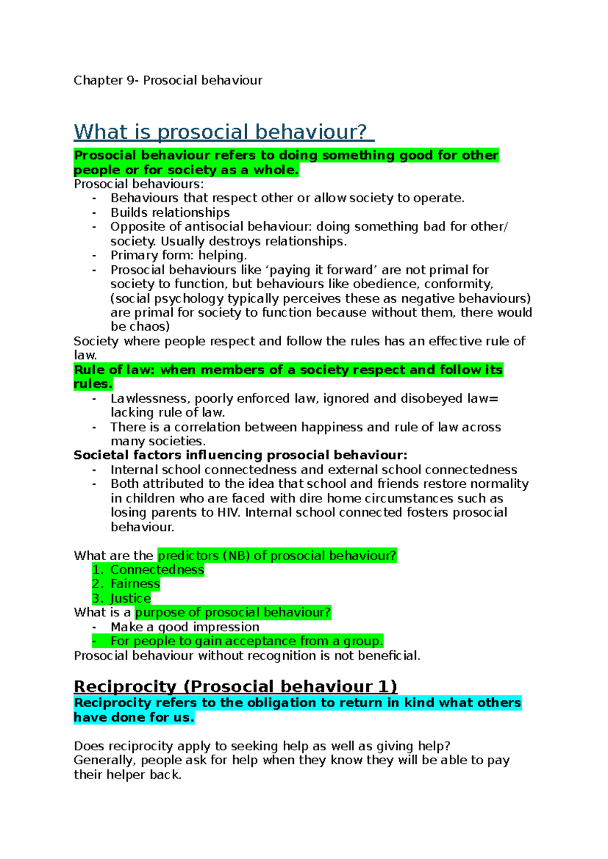 Psychology 220: Chapter 9 - Understanding Prosocial Behaviour - Studocu