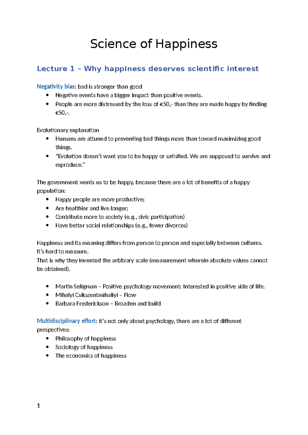 Science of Happiness Lecture 1: Understanding Happiness and Its Impact ...