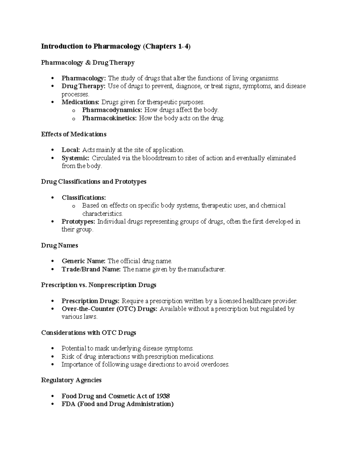 Introduction To Pharmacology Phar 101 Week 1 Study Notes Studocu