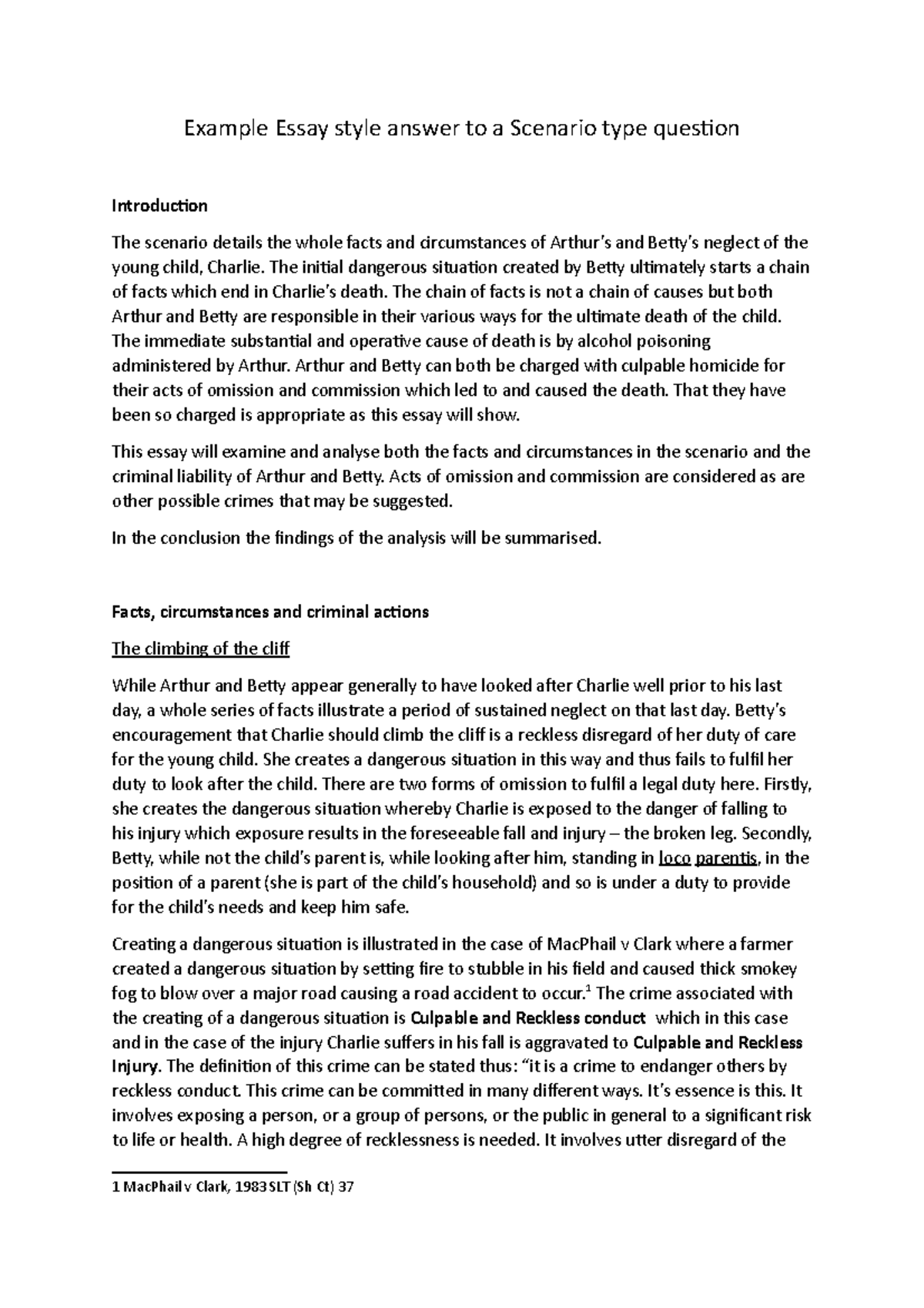 Criminal Law Essay: Negligence and Culpable Homicide Analysis - Studocu