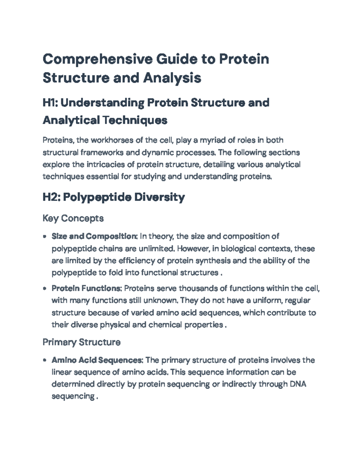 Protein Structure & Analysis: A Comprehensive Guide for Biochem 101 ...