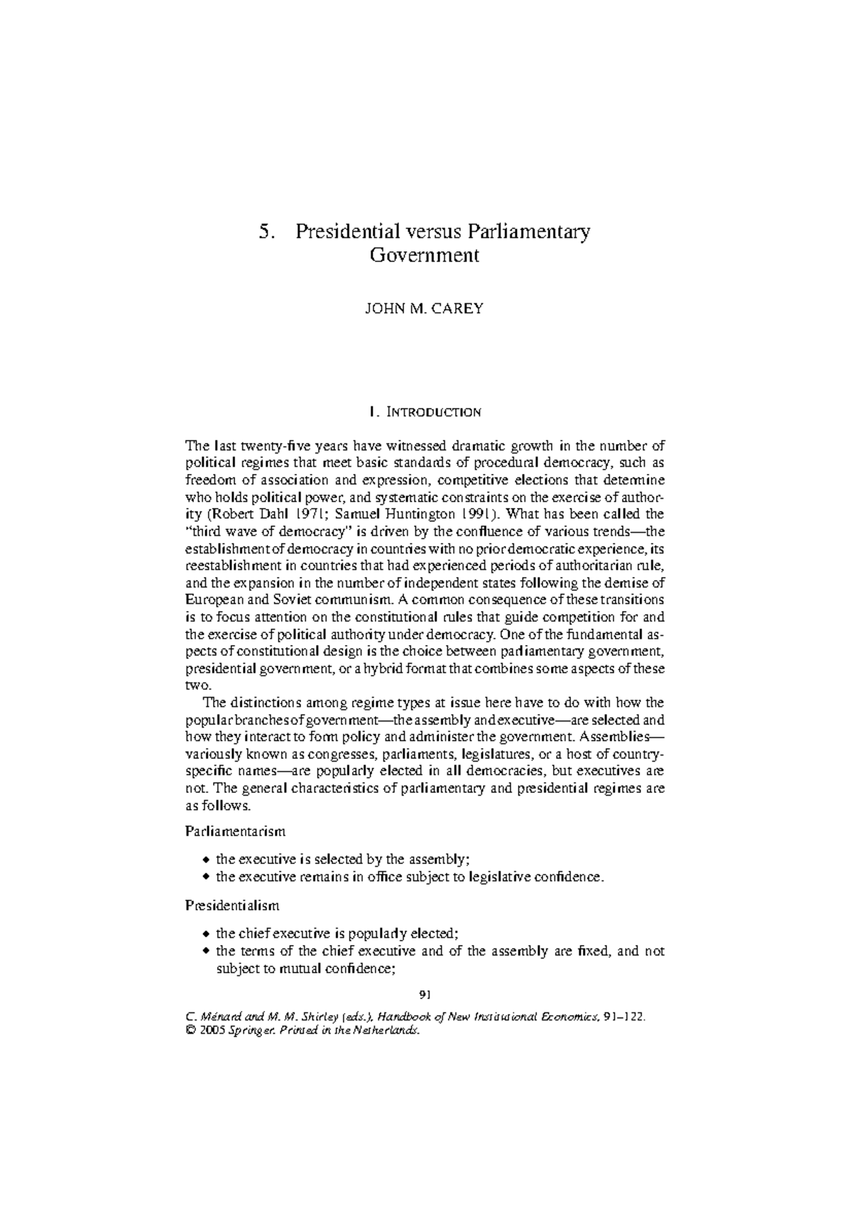 Presidential vs. Parliamentary Government: A Comparative Analysis - Studocu