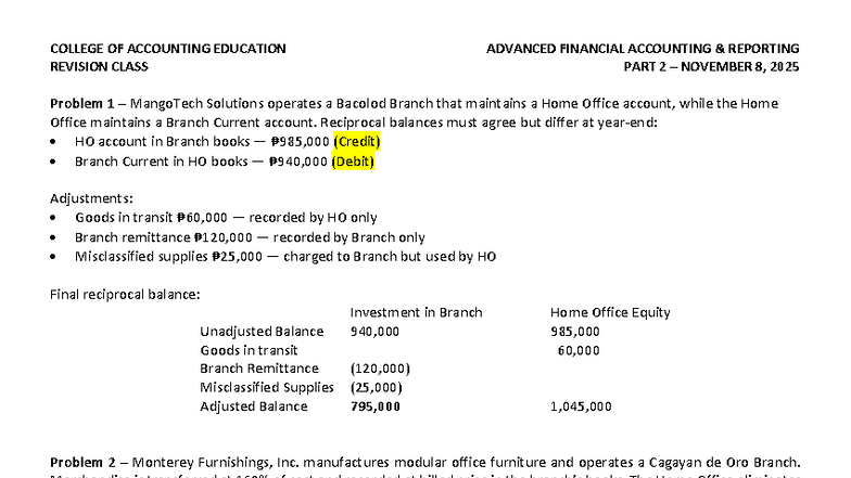 AFAR 2025 Revision Class: Advanced Financial Accounting Reporting Part ...