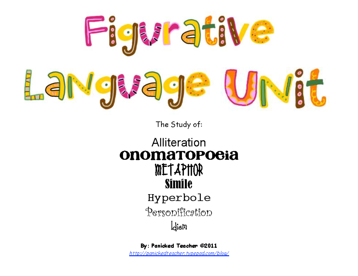 Figurative Language Study Guide: Alliteration, Metaphor, Simile, and ...