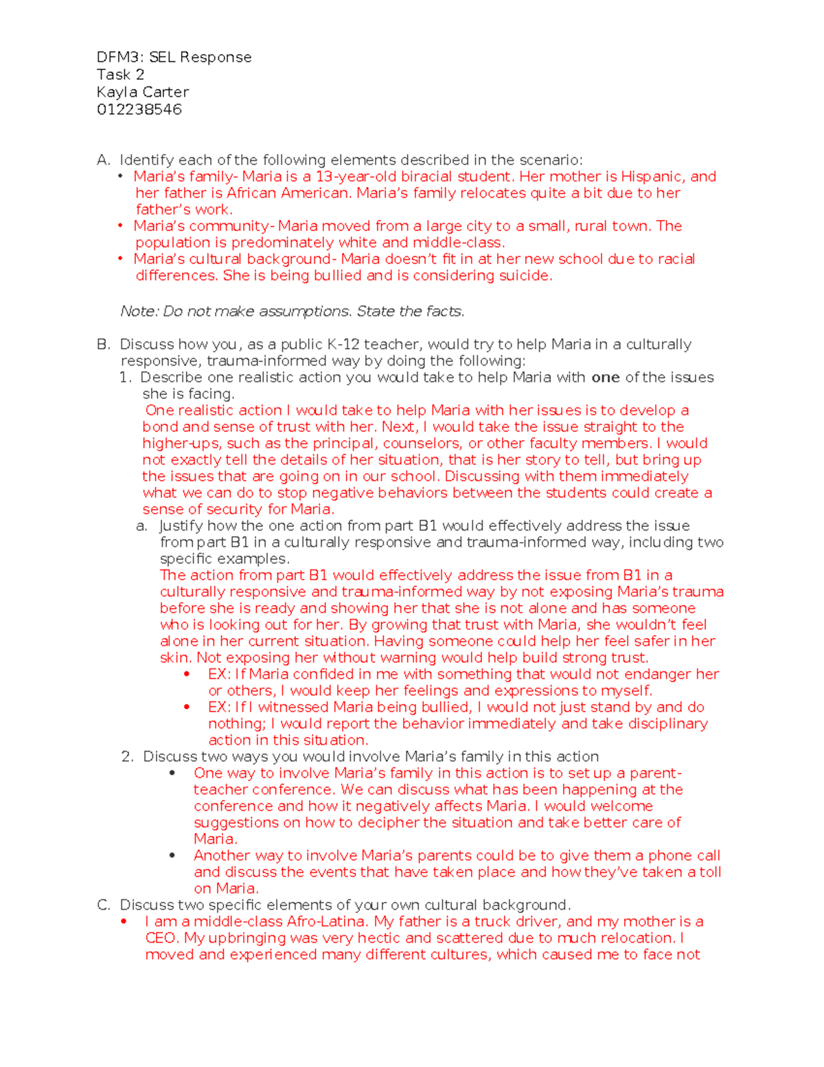 DFM3: SEL Response Essay - Supporting Maria through Trauma-Informed ...