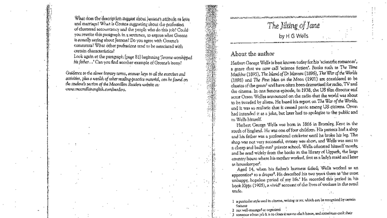 The Jilting of Jane: An Analysis of Class and Relationships in H.G ...