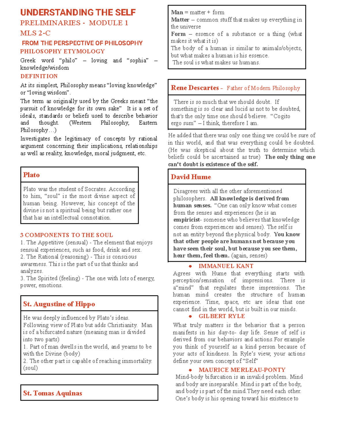 UTS Prelim Transes - UNDERSTANDING THE SELF PRELIMINARIES - MODULE 1 MLS 2-C FROM THE ...