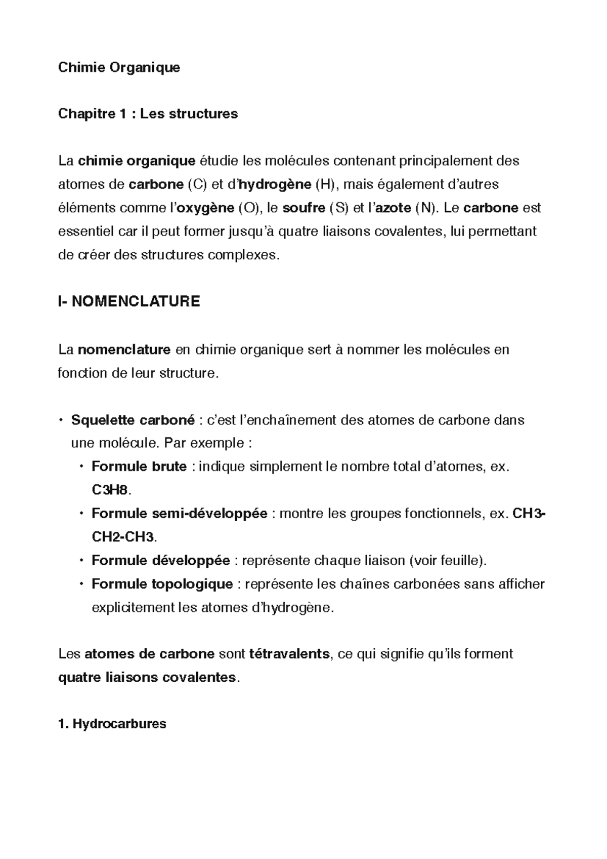 Chimie organique nomanclature élément pour comprendre - Chimie ...