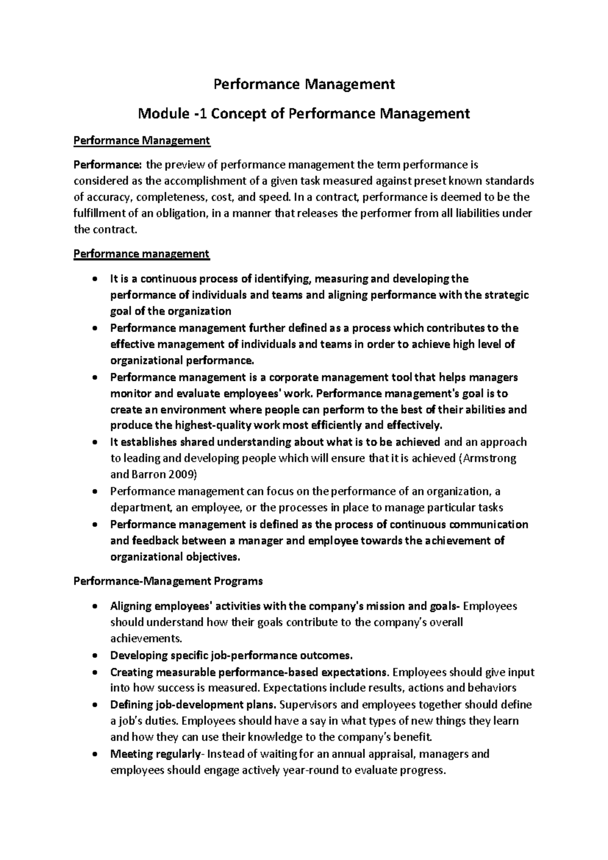 PTM - Lecture Notes on Performance Management Concepts and Systems ...