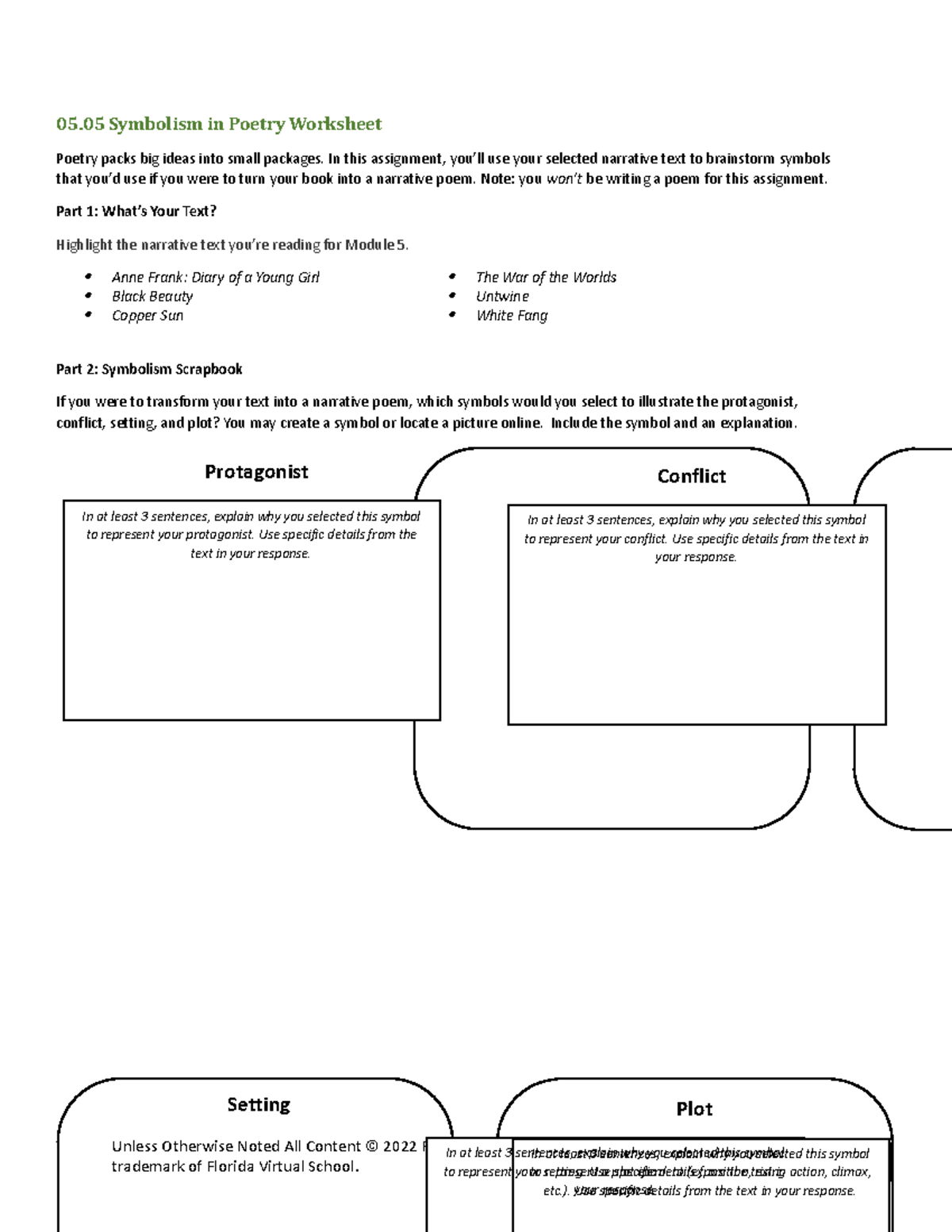05 05 worksheet - irdk - 05 Symbolism in Poetry Worksheet Poetry packs ...