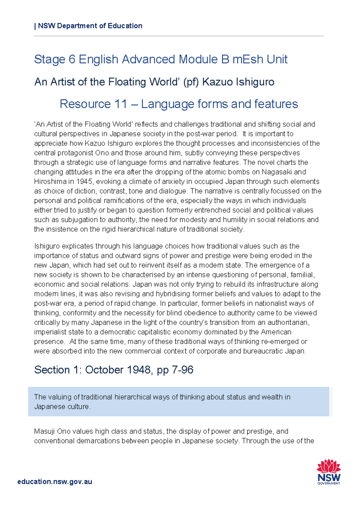 English advanced modb artist floating world resource 11 s6 - | NSW Department of Education Stage ...